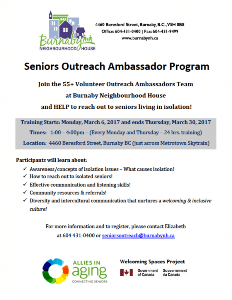 Seniors - Burnaby Neighbourhood House