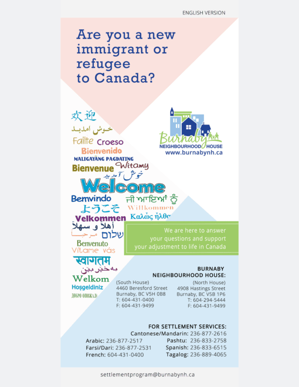 Newcomers Services - Burnaby Neighbourhood House